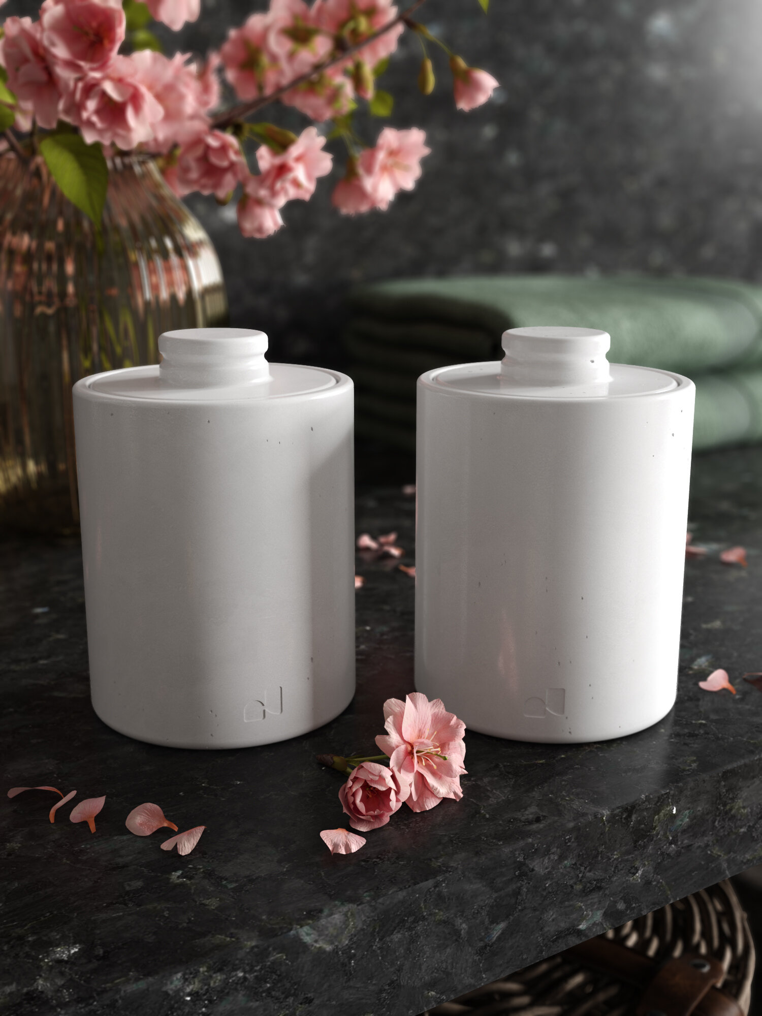 Набор аксессуаров для ванной комнаты "Bordeaux", белый глянцевый: контейнер для ватных палочек и для ватных дисков