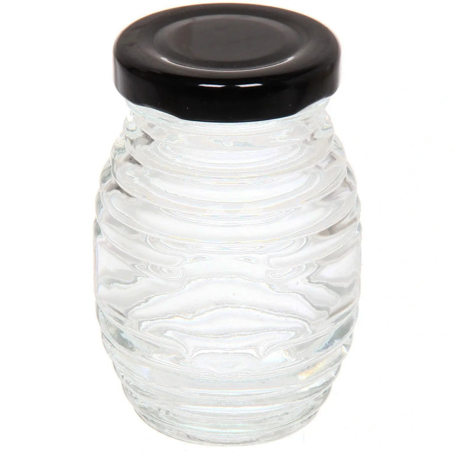 Банка стеклянная 100мл с черной крышкой, для сыпучих продуктов