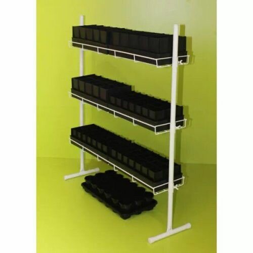 Стеллаж для цветов и рассады Компакт на 3 полки 100*66*24,5 белый / разборный металлическй