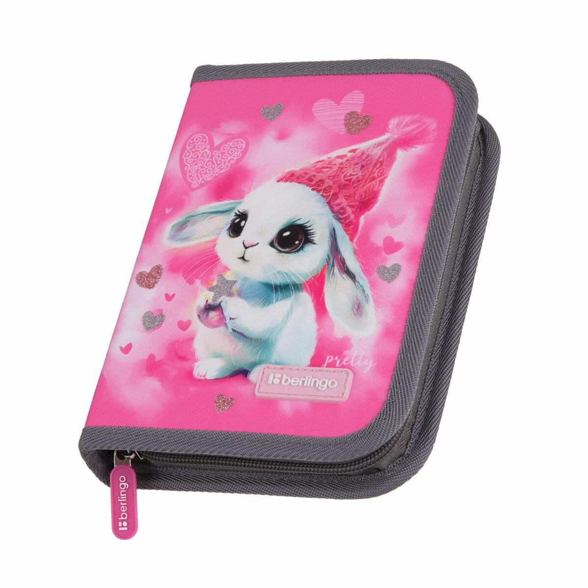 Пенал каркасный, школьный Berlingo "Dreamy Bunny" 1 отделение, 200*140*40мм, откидная планка