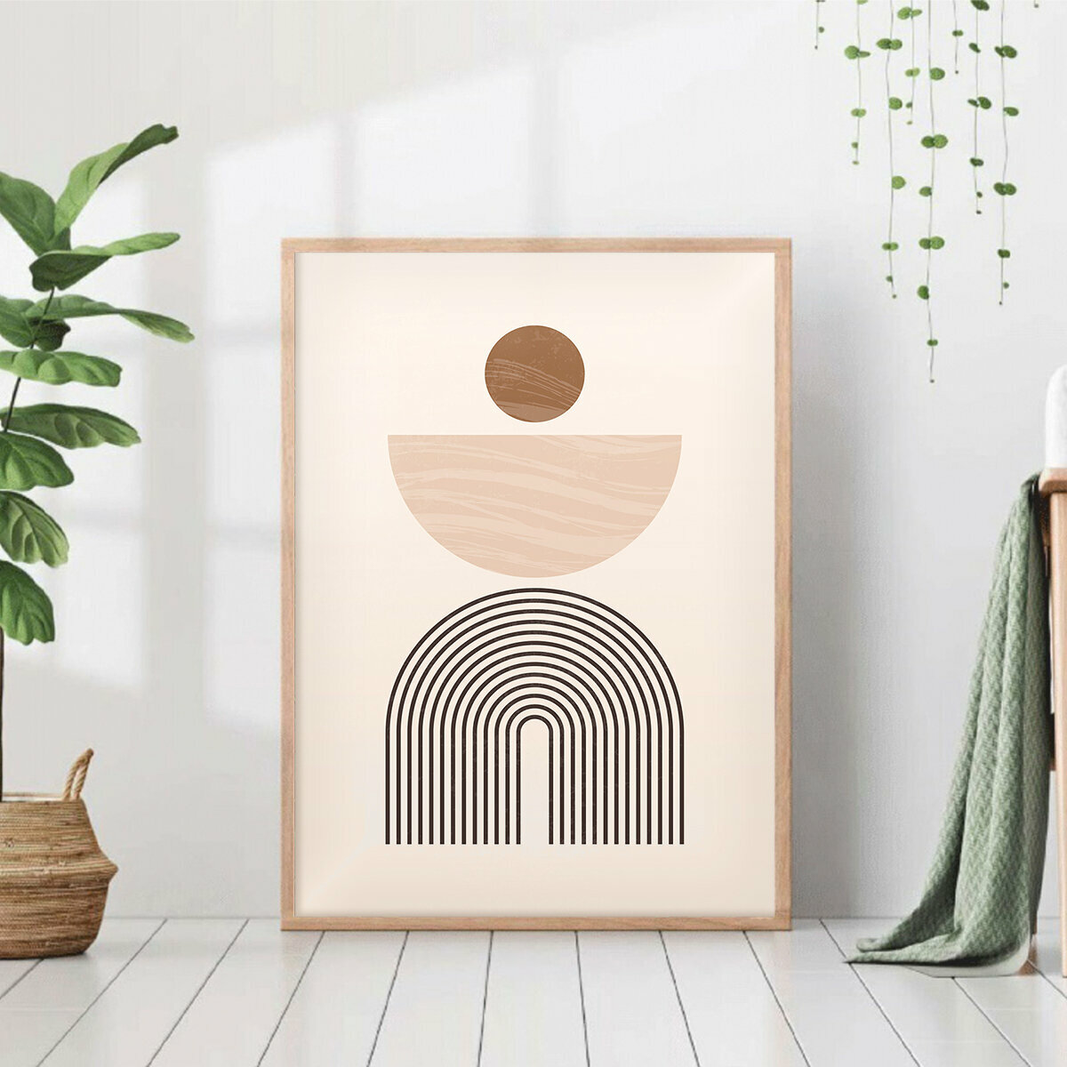 Постер "Современная абстракция круг и дуги" 40x50 без рамки на стену для интерьера