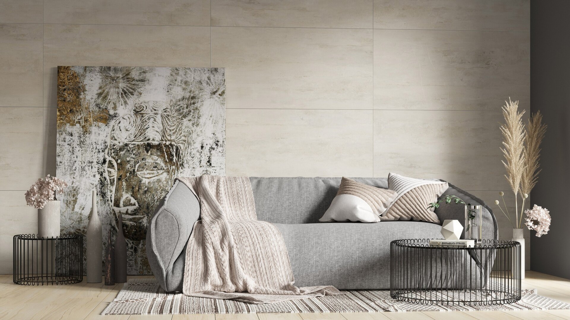 Керамогранит Kerranova Elevator Grey Beige Matt. 60x120 K-2011/MR/600x1200 матовая морозостойкая