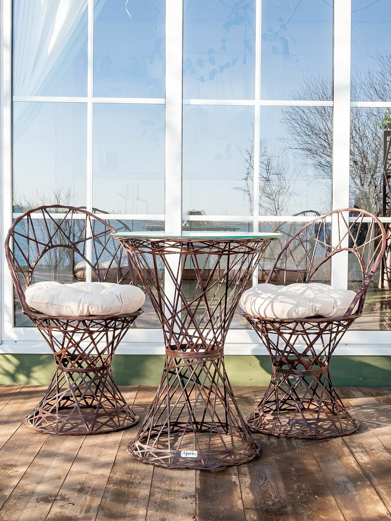 Комплект мебели коричневый из ротанга для веранды, садовая мебель набор