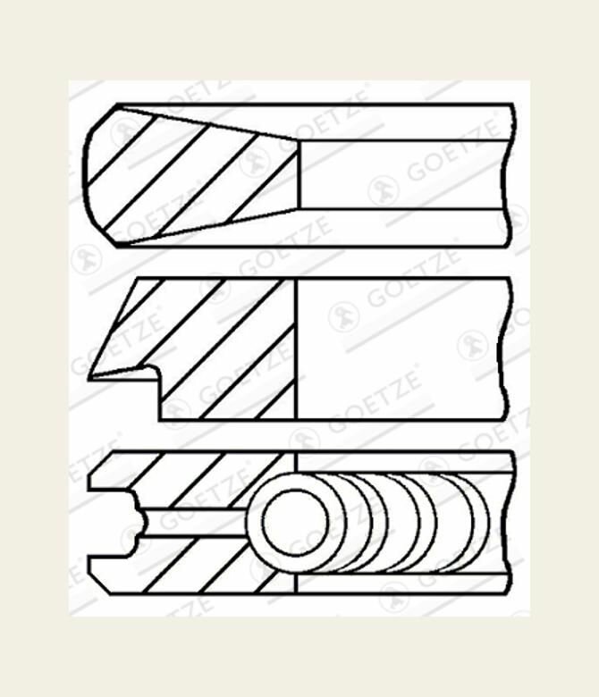 Кольца поршневые Ford Duratorg 1.6 TDCi d75.0 STD Goetze