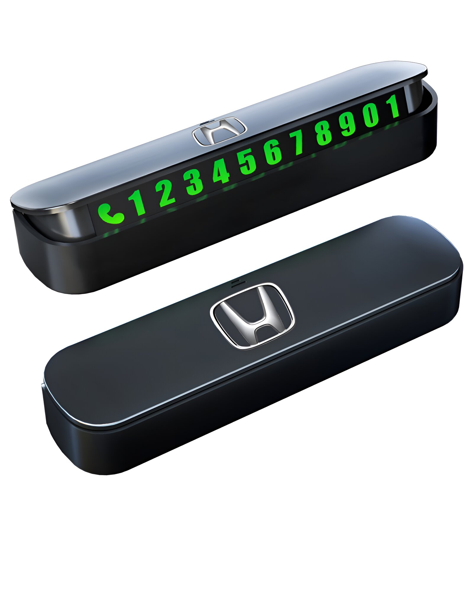 Автовизитка парковочная Honda номер телефона в машину, автомобильная визитница с магнитными цифрами черная