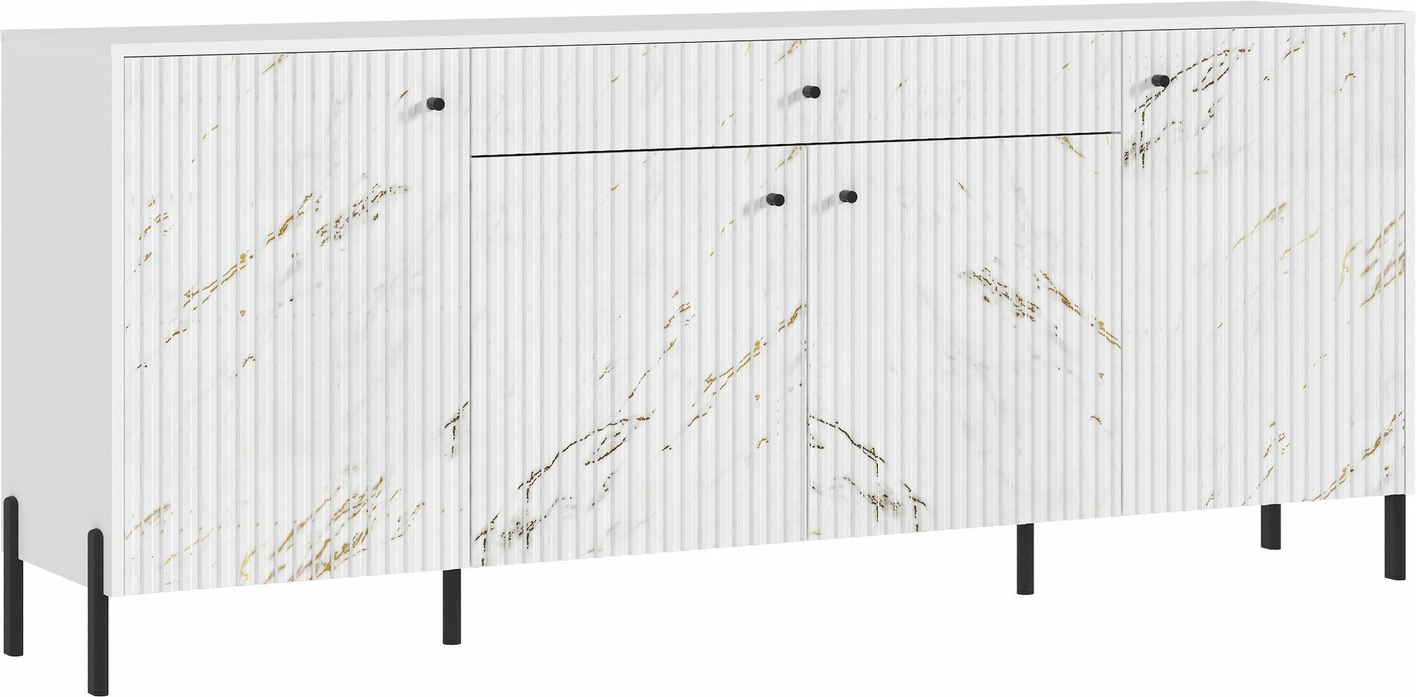 Оливия Комод (металл) (Белый, Мрамор золото) (Миф)