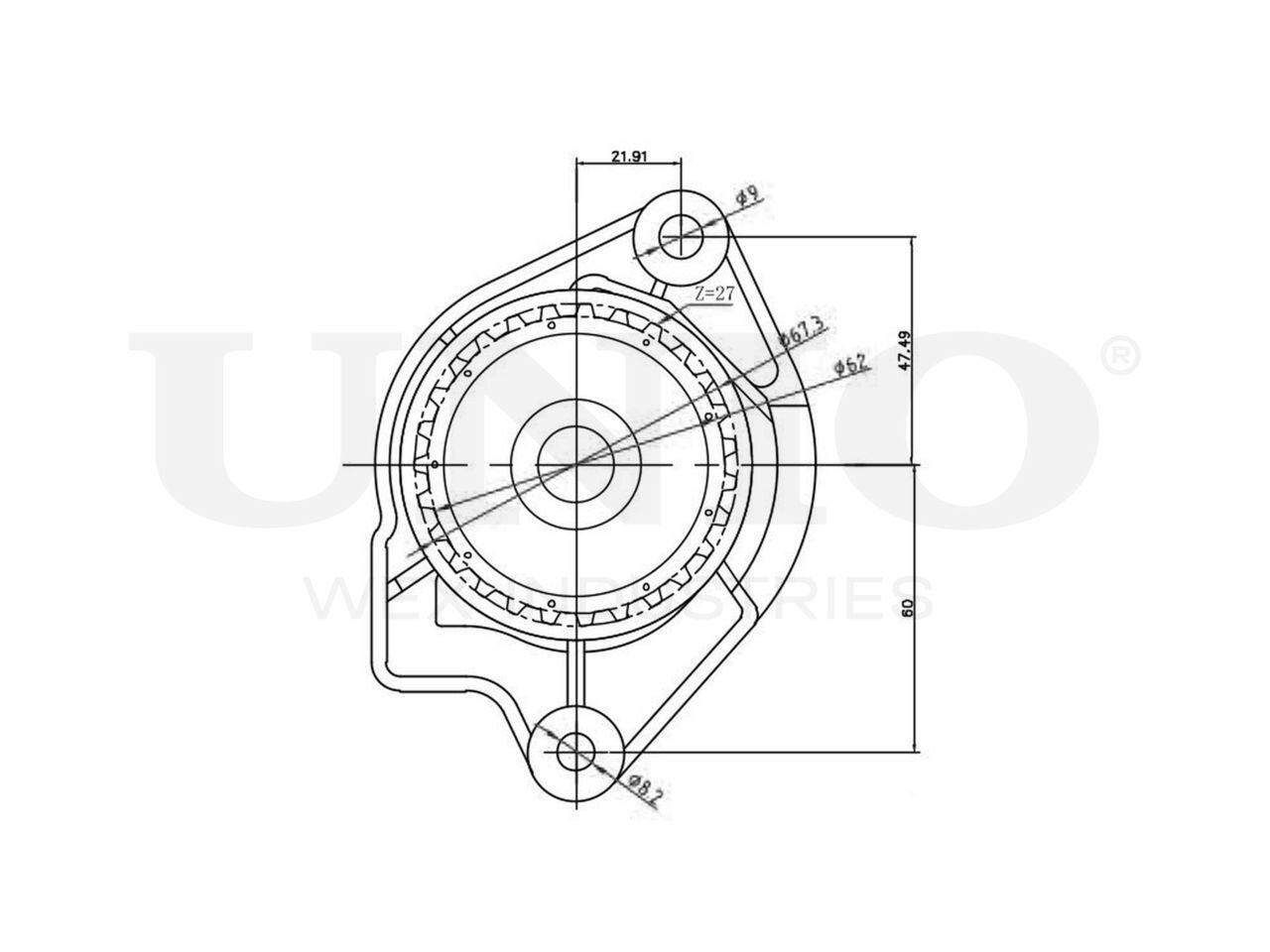 Помпа, водяной насос, для Фольксваген Поло III-V 99-, Гольф IV-VI 97-, Шкода Октавия (1Z, 1U) 00- Volkswagen Polo Golf Skoda Octavia 00- артикул WAP-10023 производителя UNIO
