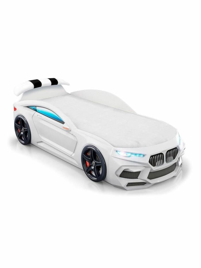 Кровать-машина Romack Ромео Белый Без ящика С мягким спойлером