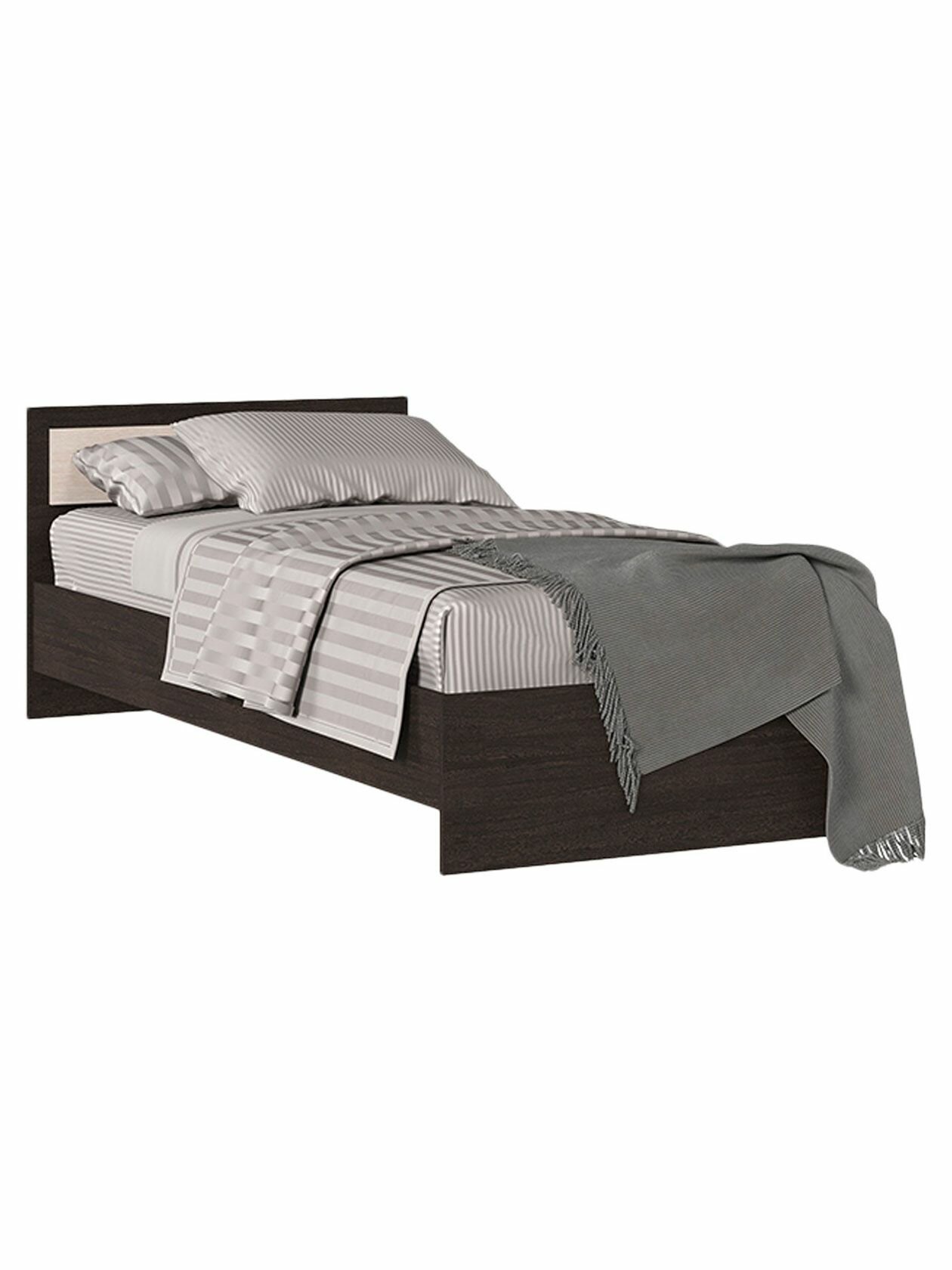 Односпальная кровать Феста 90х200 см, деревянная, с основанием настил, без ящиков, Венге / Дуб Белфорт