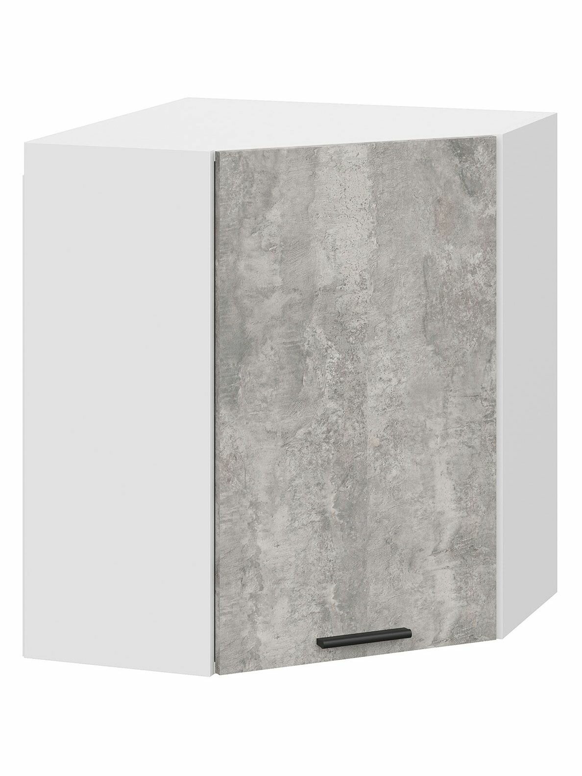 Кухонный модуль навесной, угловой шкаф Урбан с полками, с доводчиками, 60х60х72 см, Белый / Цемент светлый