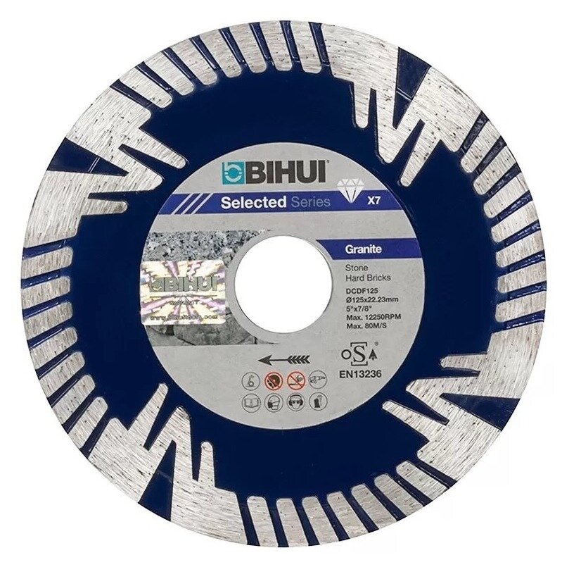 Диск алмазный BIHUI / Бихай по керамограниту, сухой рез, диаметр 125мм, посадочный 22.23мм, высота сегмента 12мм, рез 2.4мм / расходные материалы и оснастка
