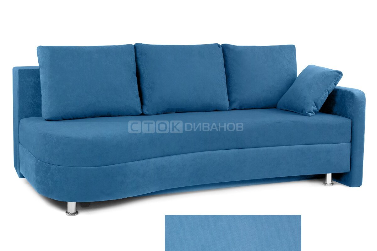 Диван Сток Диванов Фантазия Blue синий, механизм еврокнижка, с ящиком для хранения