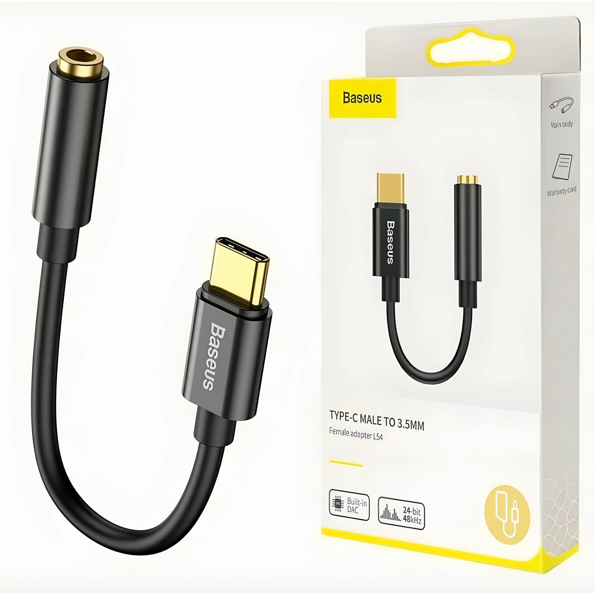 Переходник AUX Baseus TYPE-C MALE TO 3.5mm Female adapter L54(CATL54-0G) Черный
