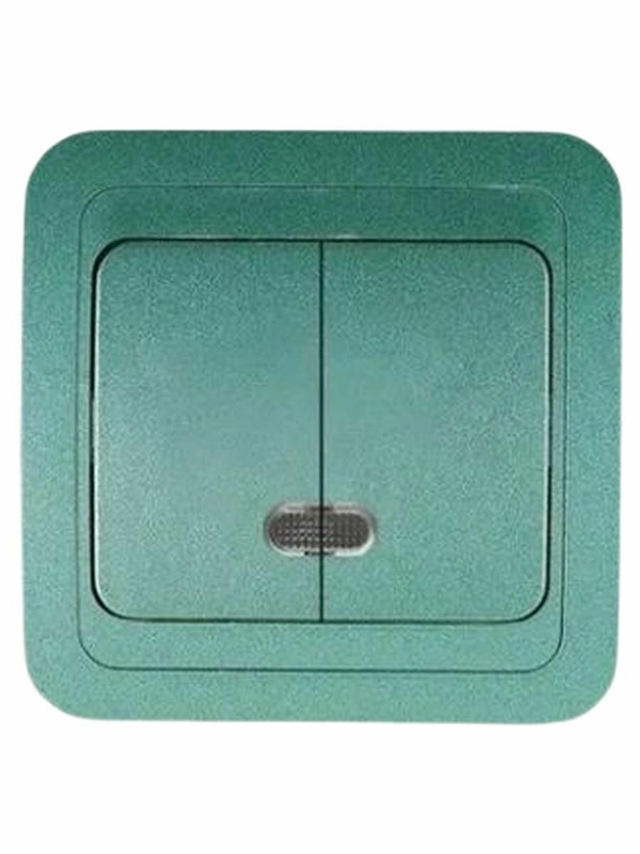 Выключатель 2-кл с подсветкой Makel Mimoza зеленый 23823 1шт