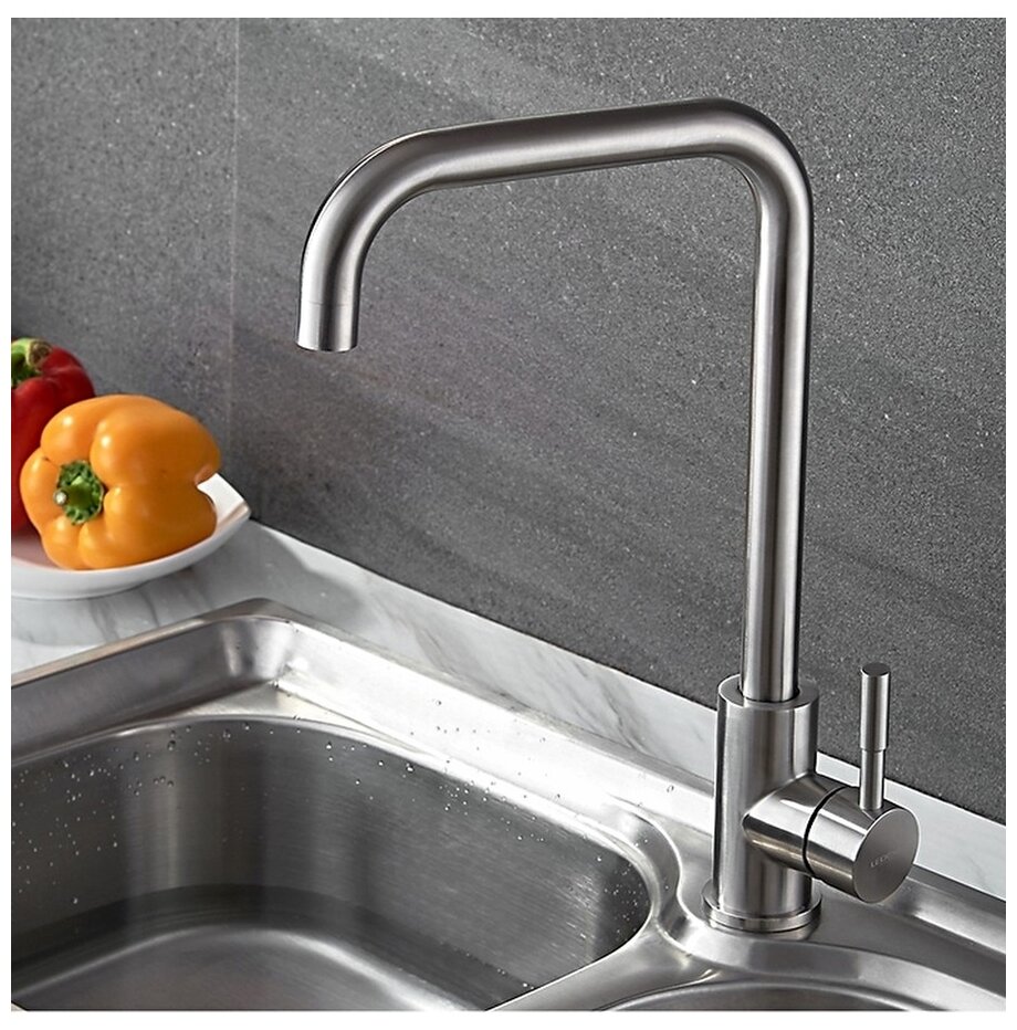 Ledeme смеситель кухня , картридж 35мм, нержавейка, L4998-4