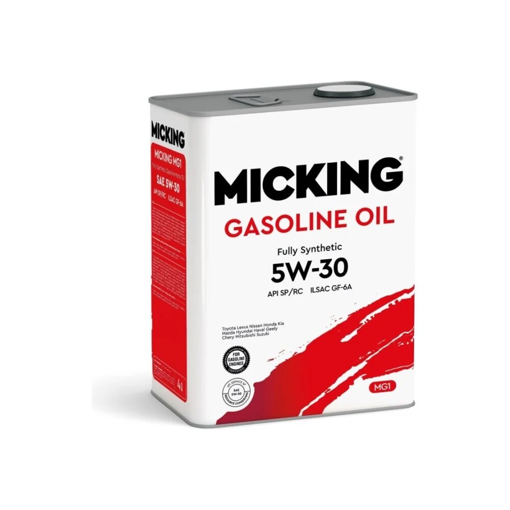 Моторное масло Micking Gasoline Oil MG1 5W-30 синтетическое API SP/RC для бензиновых двигателей 4 л M2128, синий