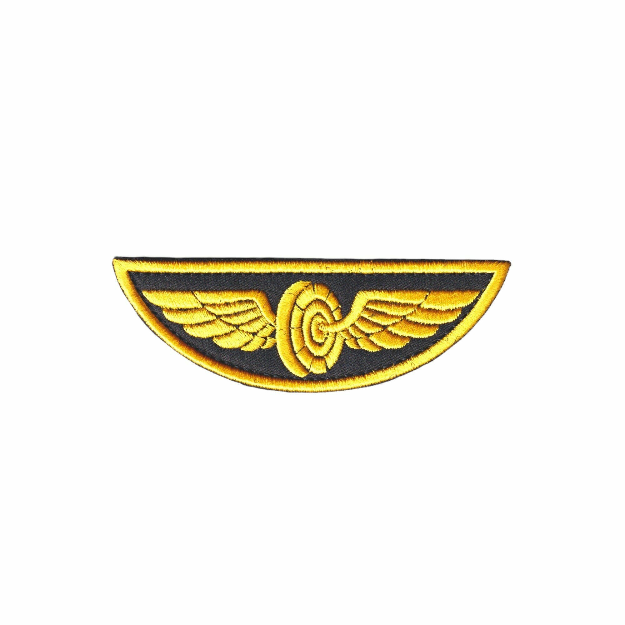 Нашивка ( Шеврон ) На Грудь Эмблема Железнодорожного Транспорта (РЖД) Черный Фон (9 см / Черный / На липучке)