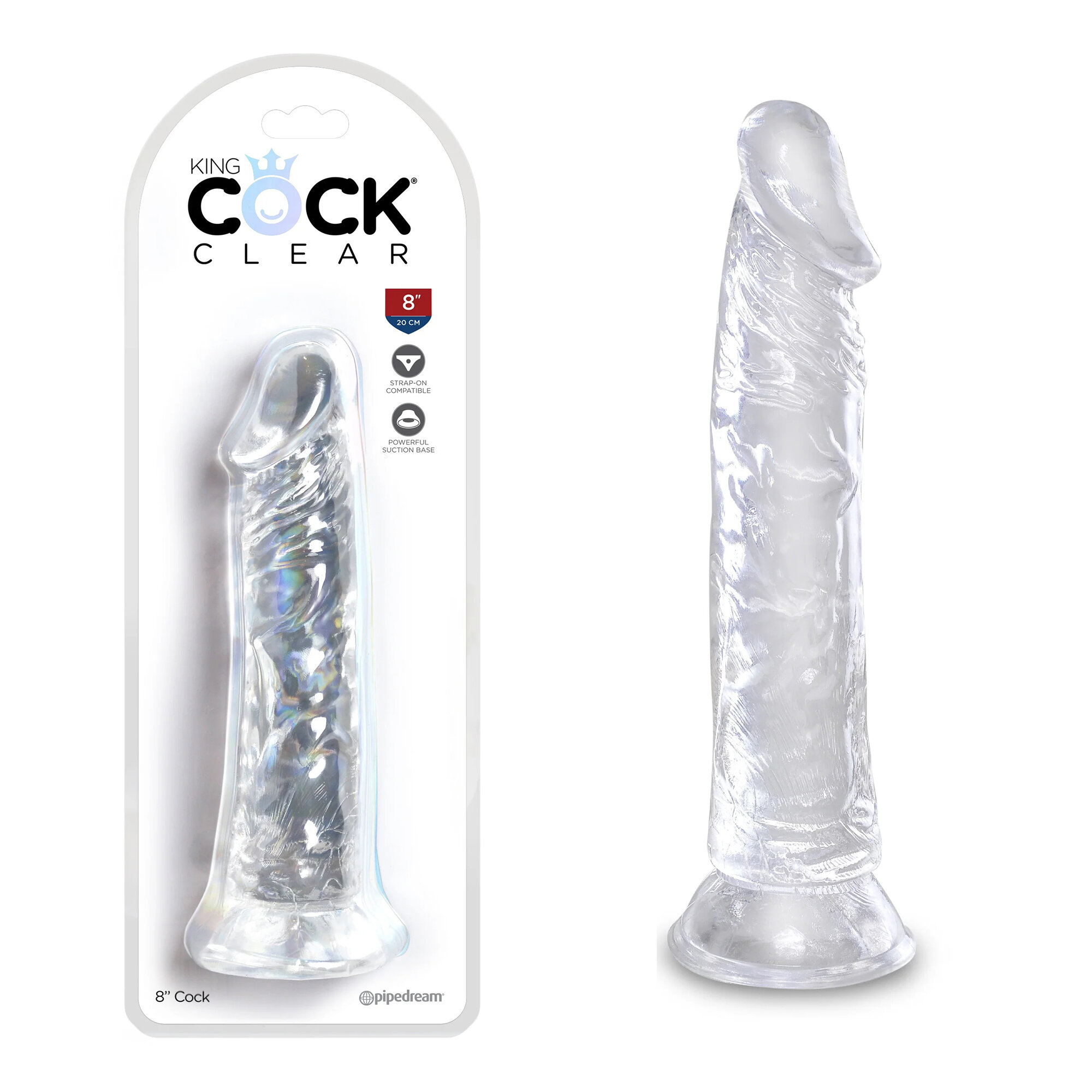 King Cock Clear 8 " фаллоимитатор с присоской, прозрачный (21.8, Ø 4.6 см)