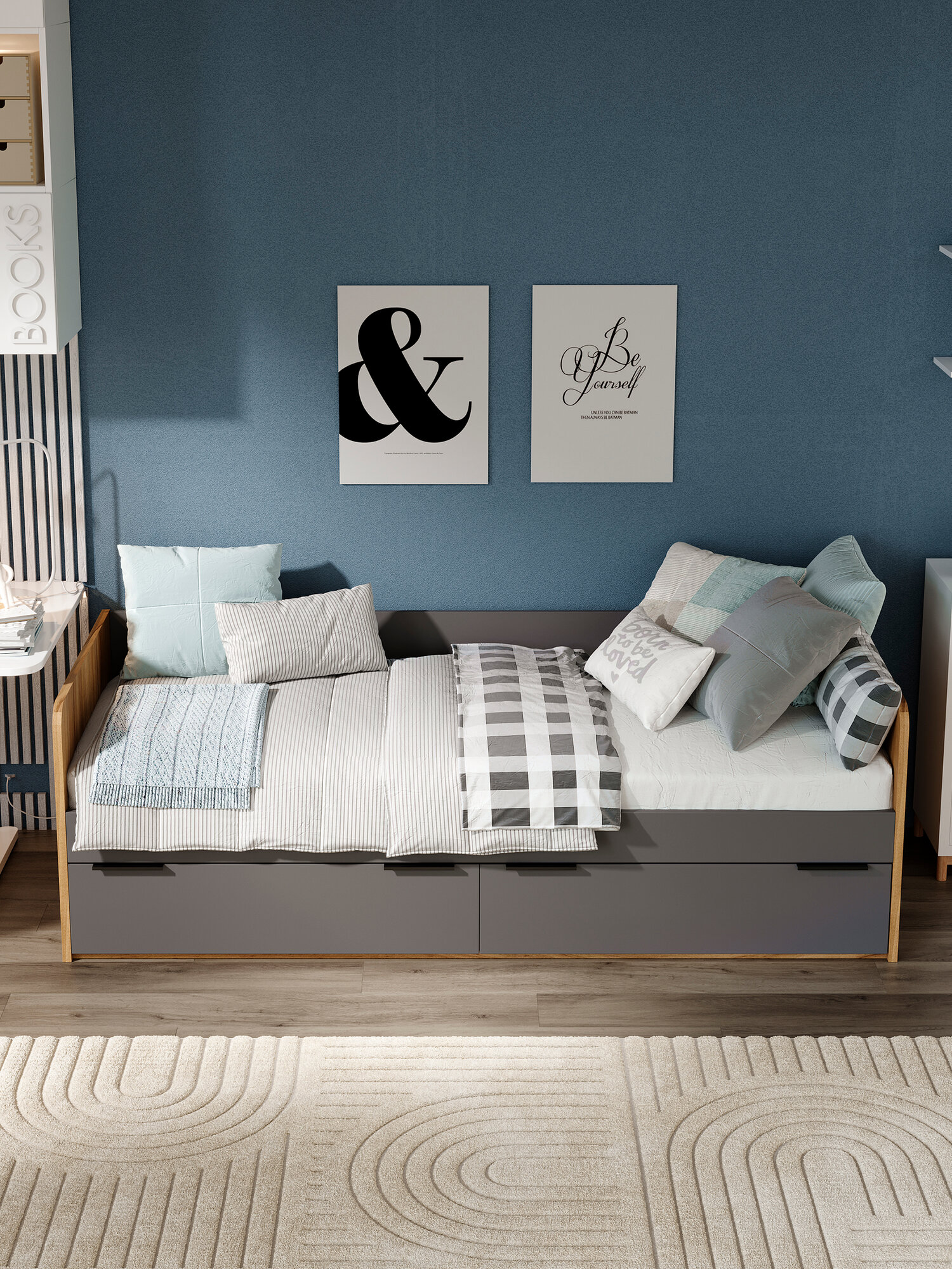 Кровать Мебель Трия "Порто", Яблоня Белунно, ЛДСП, односпальная, 200х80х65,9 см