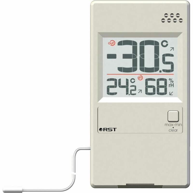 Термометр гигрометр с термосенсором RST слоновая кость (01595)