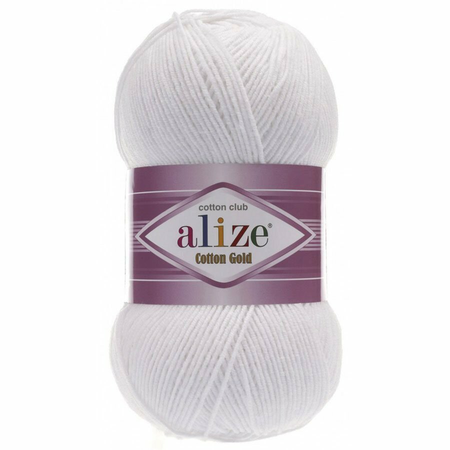 Пряжа Alize COTTON GOLD 55 белый (5 мотков)