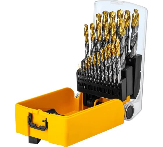 Набор сверл по металлу, 1-13 мм, Р6М5-TiN, Golden Tip, 25 шт Denzel