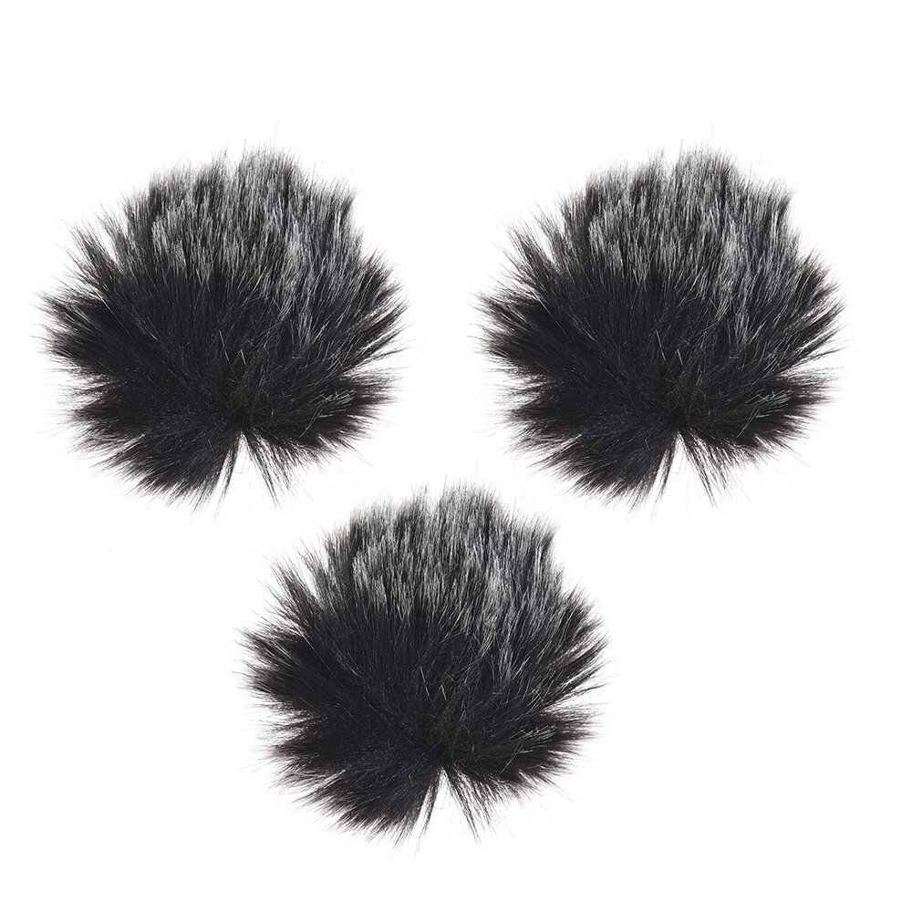 Furry Outdoor Microphone Windscreen Muff Mini Lapel Lavalier Windshield, 3-Pack