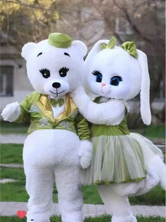 Костюм "Заяц-кролик", темно-зеленый, белый медведь, 160-175 см