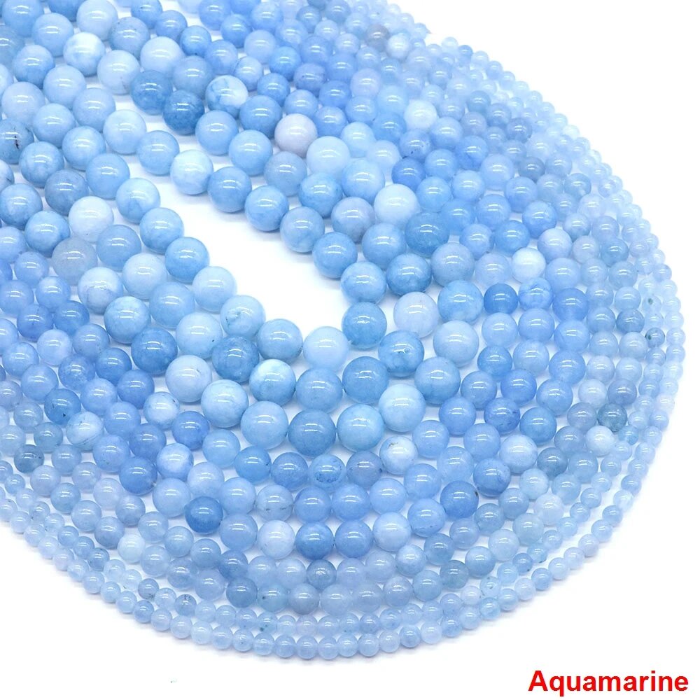 Синие бусины Тигровый глаз 4/6/8/10 мм Голубой, 6mm 56-65pcs, Aquamarine