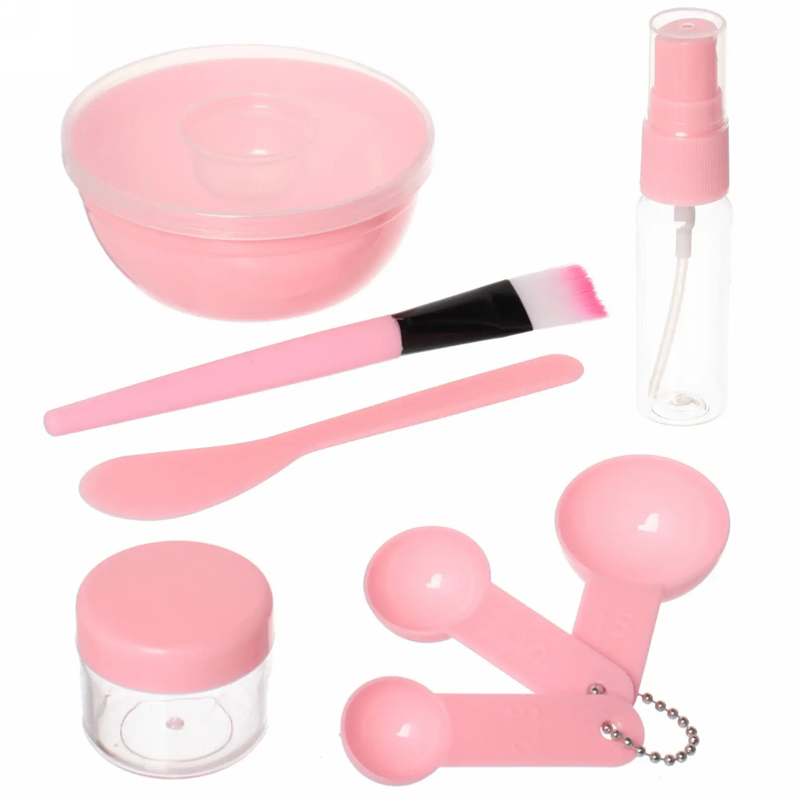 Набор косметических инструментов «Beauty professional» с мерными ложками, чашей и кистью, розовый, 18,5х18,5х4,5 см