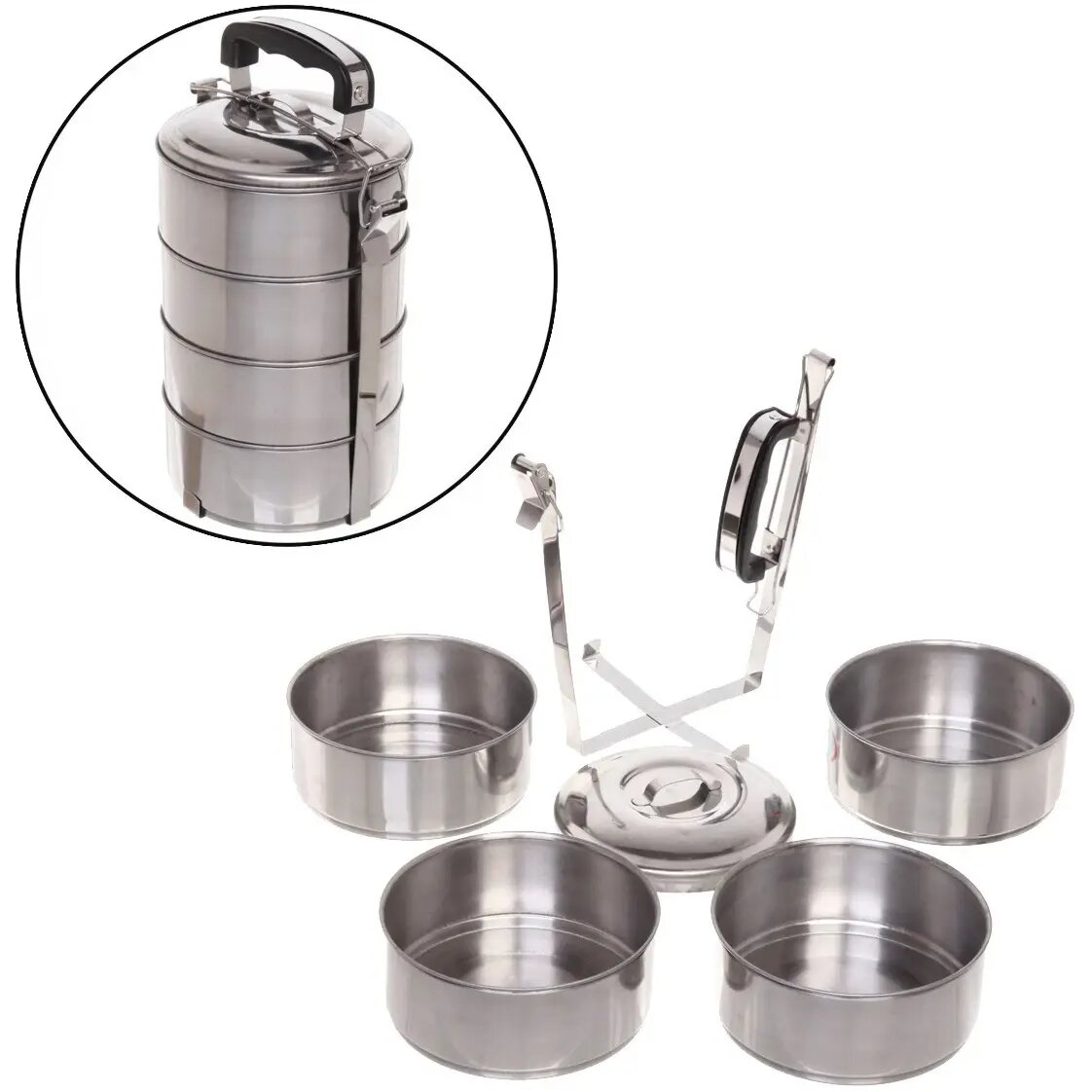 Контейнер для продуктов металлический 4 уровня, 13х22см, с ручкой, надежный