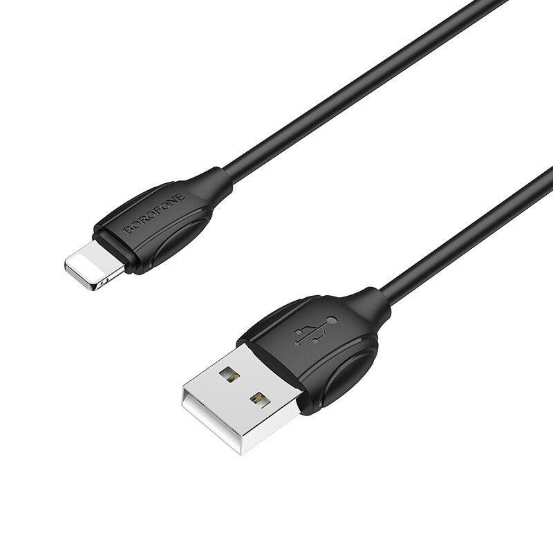 Кабель Borofone BX19 USB-Lightning 1м, PVC черный, быстрая зарядка 2.4А для iPhone