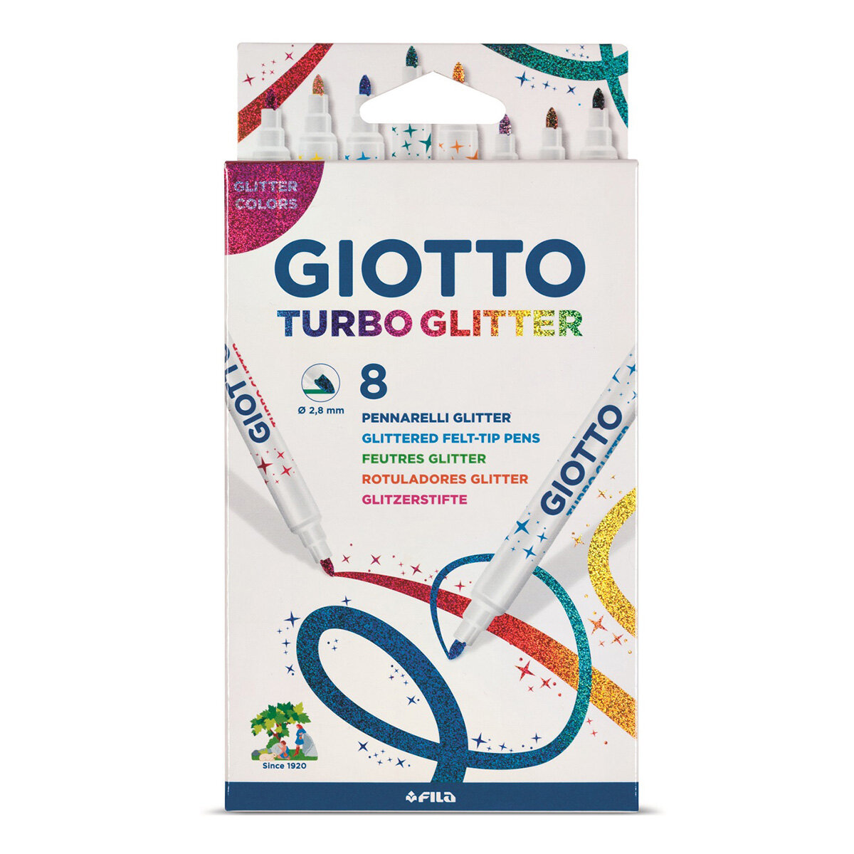 Giotto TURBO GLITTER Блестящие фломастеры с глиттером 8 цветов F425800-HW16 для творчества