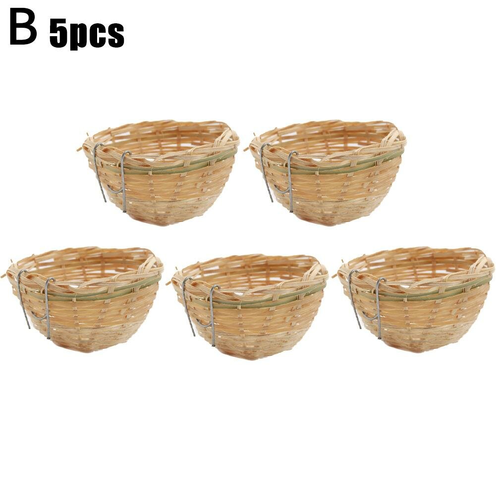 Гнездо для птиц из бамбука, ручное плетение, с крючком, легкое и удобное, для попугаев, канареек, волнистых попугайчиков