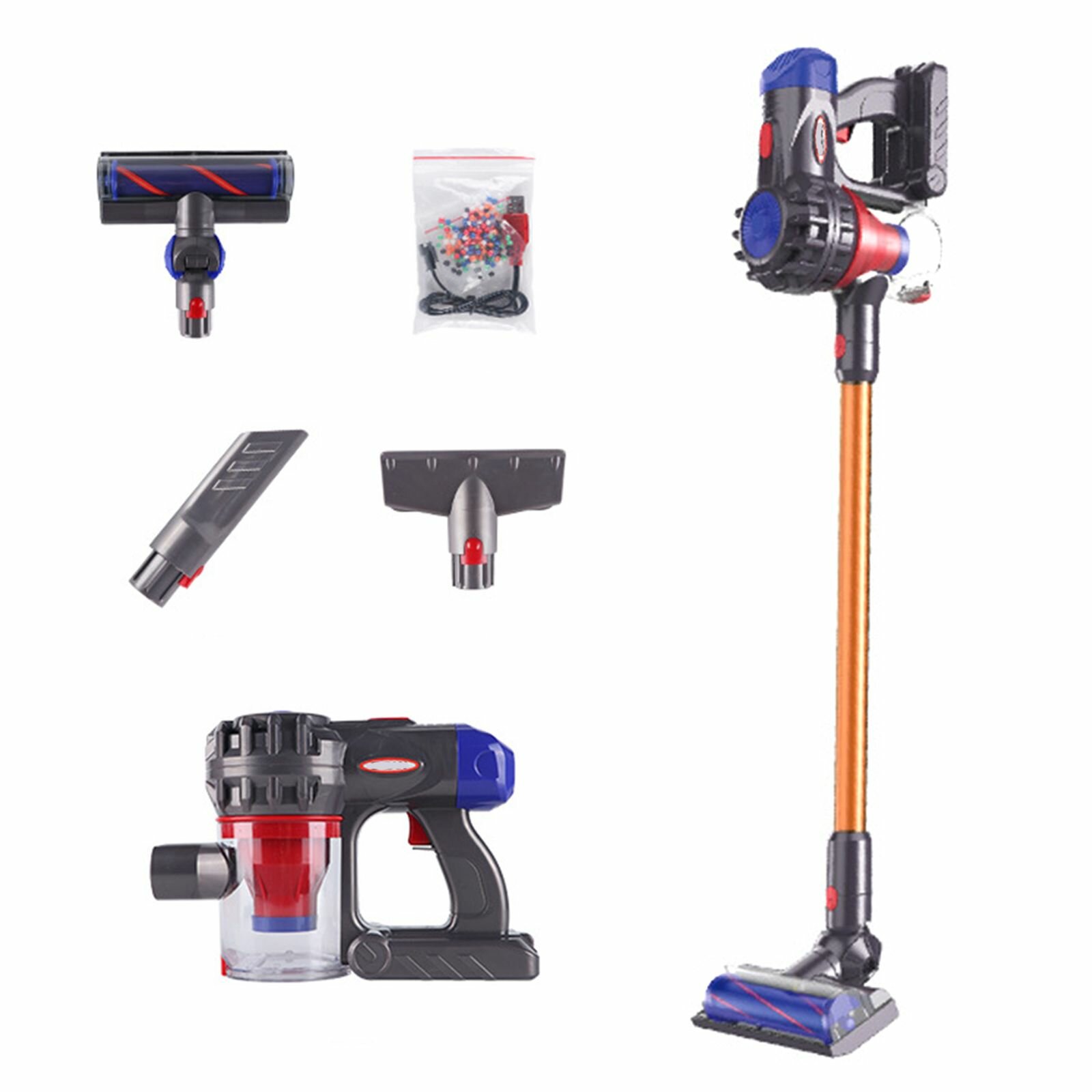 Игрушечный пылесос, легкий в сборке, безопасный, веселый, имитирующий электрический пылесос для детей, набор игрушек