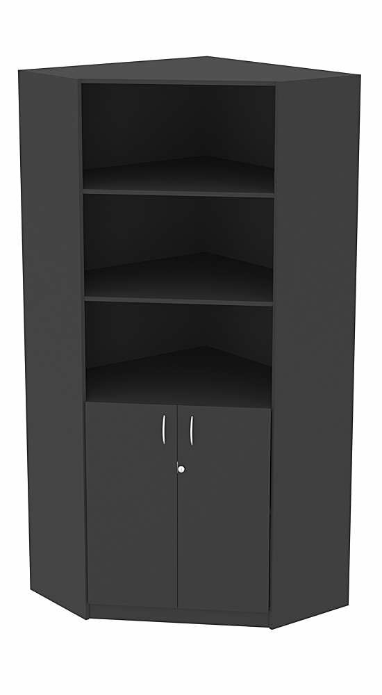 Стеллаж угловой из ДСП серии Эконом №5-4 (торец 400 мм) с дверками 810 мм, Черный