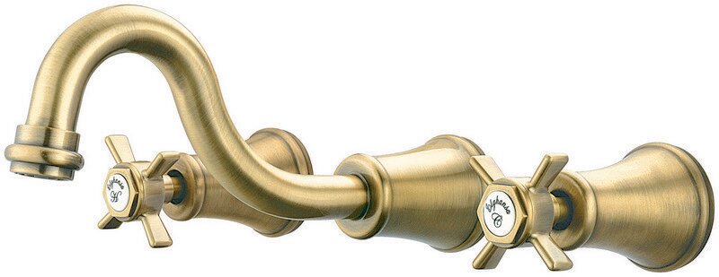 Смеситель для умывальника двухвентильный на столешницу, хром Elghansa 1402660-BRONZE