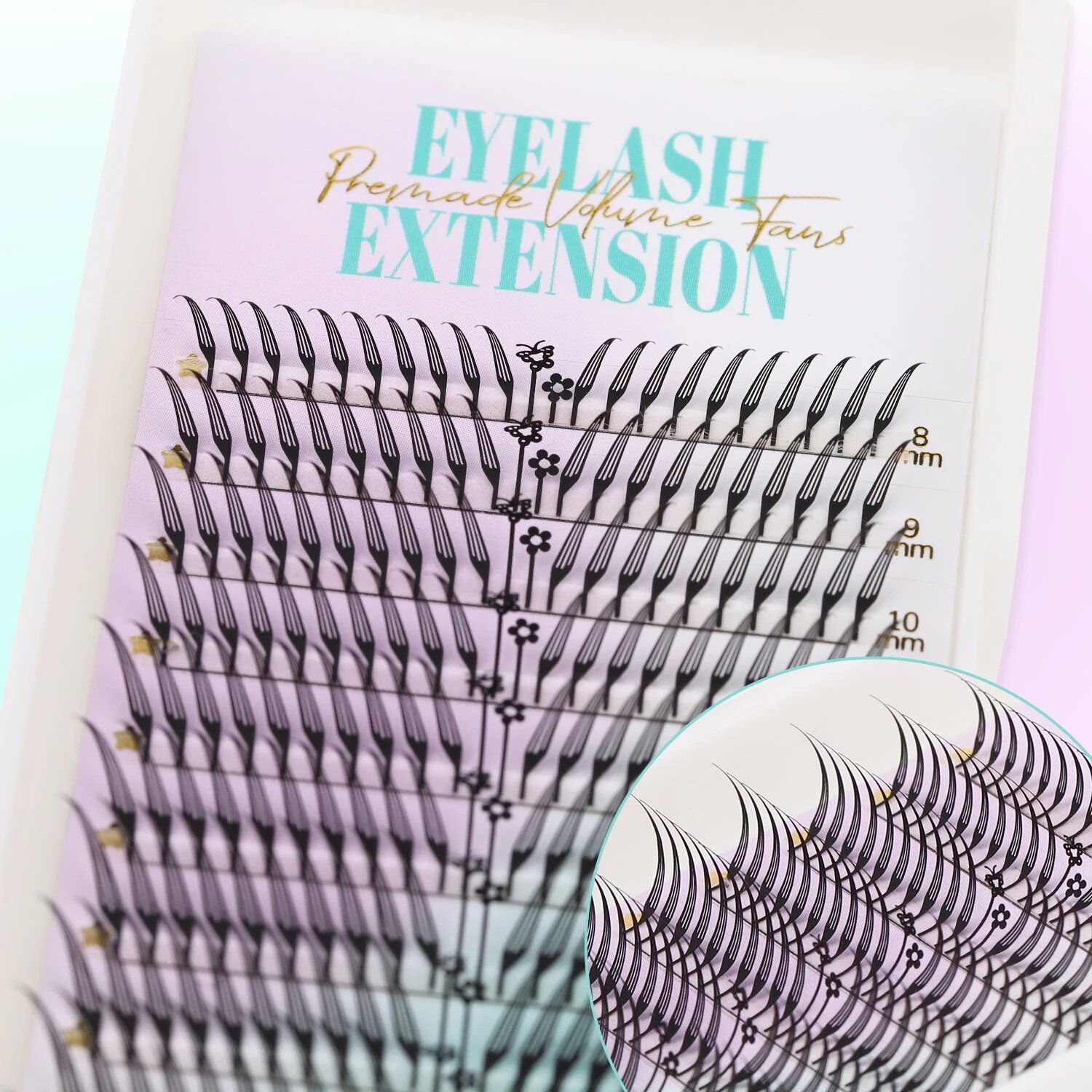 Lashrujade Comic Spire Lashes 12 rows D, MIX(8-15mm), Fox Lash 240 Fans