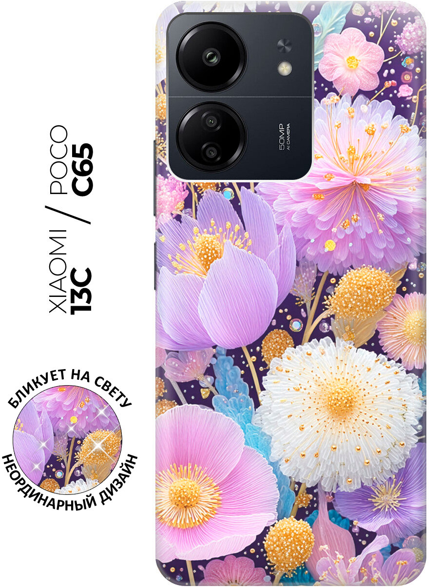 Силиконовый чехол на Xiaomi Redmi 13C / Poco C65 с принтом "Цветочная фиерия"