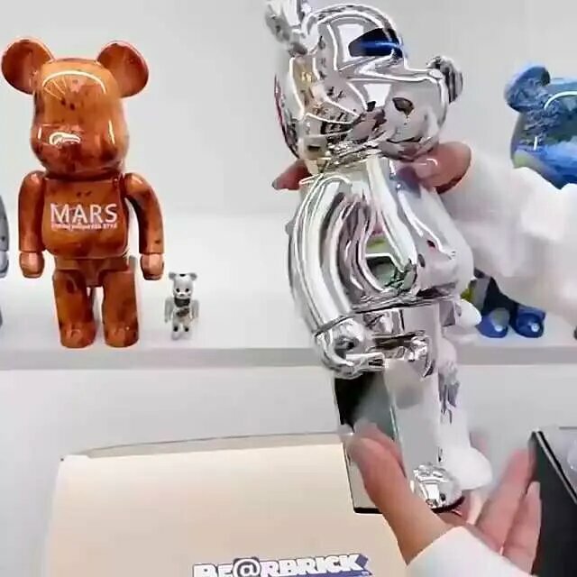 Bearbrick400%28см Игрушечная Статуя Медведя,28, пасхальные яйца, прозрачный, светло-розовый