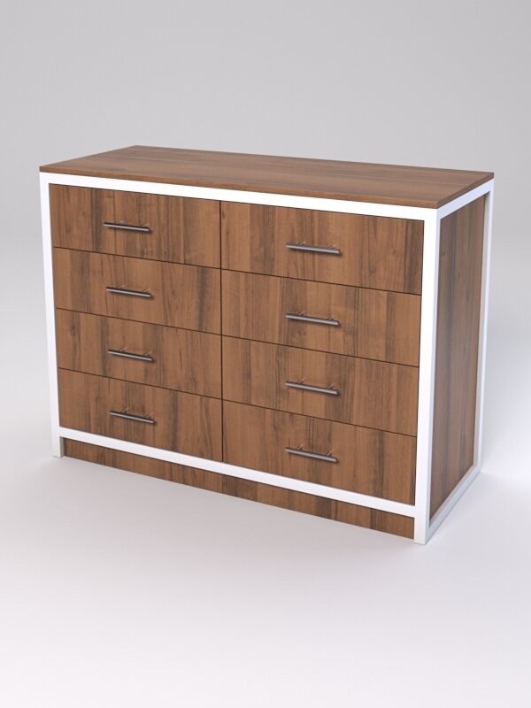 Тумба для офисной техники №8 "стронг" в стиле лофт, Орех + металлический каркас Белый