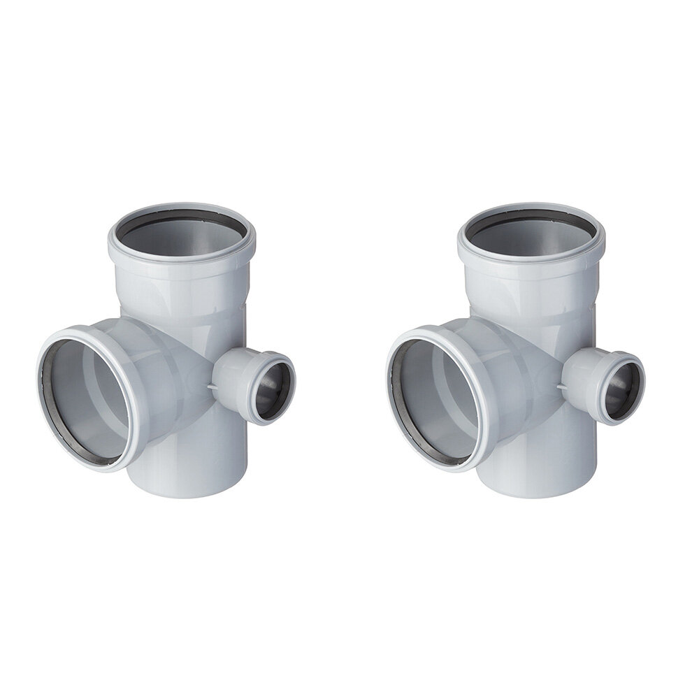 Крестовина d110х110х50 мм 87 град. пластиковая двухплоскостная правая для внутренней канализации (2 шт.)