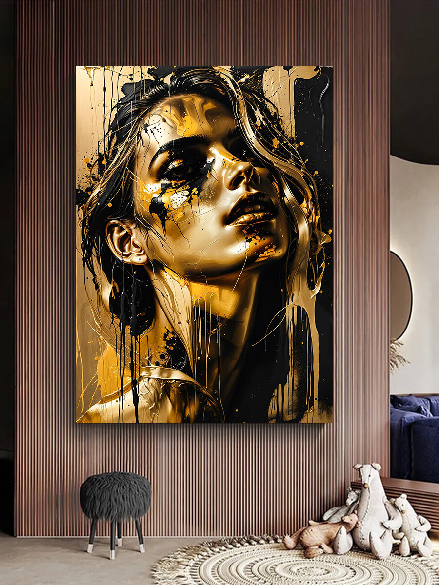 Картина интерьерная - "Абстракция, лицо девушки" , 40х60 см.