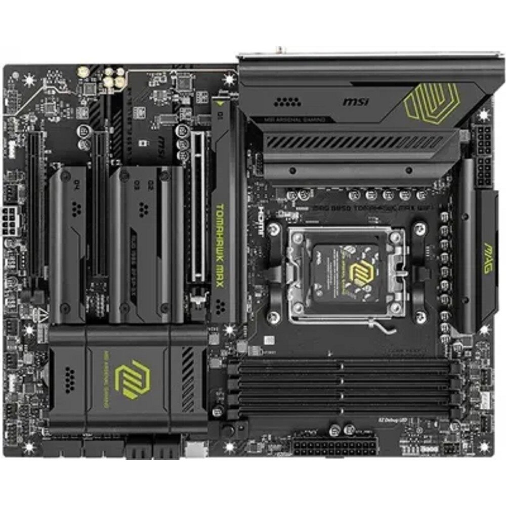 Материнская плата MSI MAG B850 TOMAHAWK MAX WIFI B850, AM5, 4*DDR5, 3*PCIEx16, 4*M.2, 4*TypeC, 2*USB3.2Gen2, 5*USB3.2Gen1, 8*USB2.0, 4*SATA3.0, 5G, HDMI, ATX, RTL