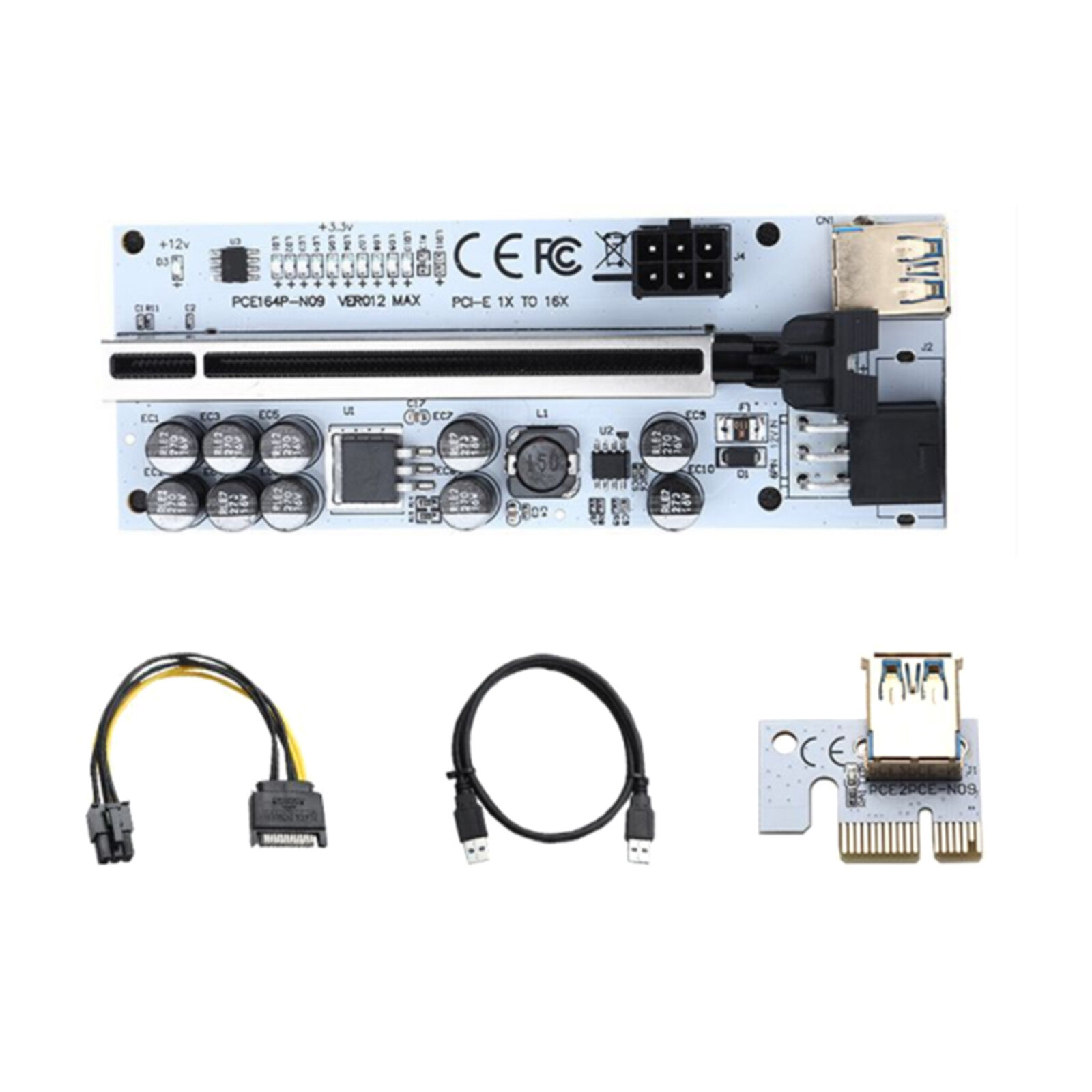VER012 MAX PCI-E Riser PCIE для экспресс-карты-адаптера от 1X до 16X USB 3.0 13x светодиодный 6-контактный кабель питания для майнинга биткоинов BTC 6