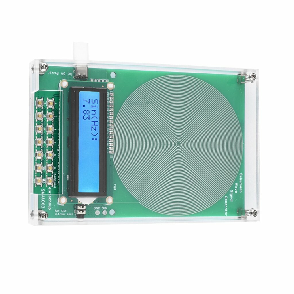 Генератор синусоидальных волн Шумана с регулируемой частотой 7,83 Гц с зарядным портом типа C и сильной защитой от помех