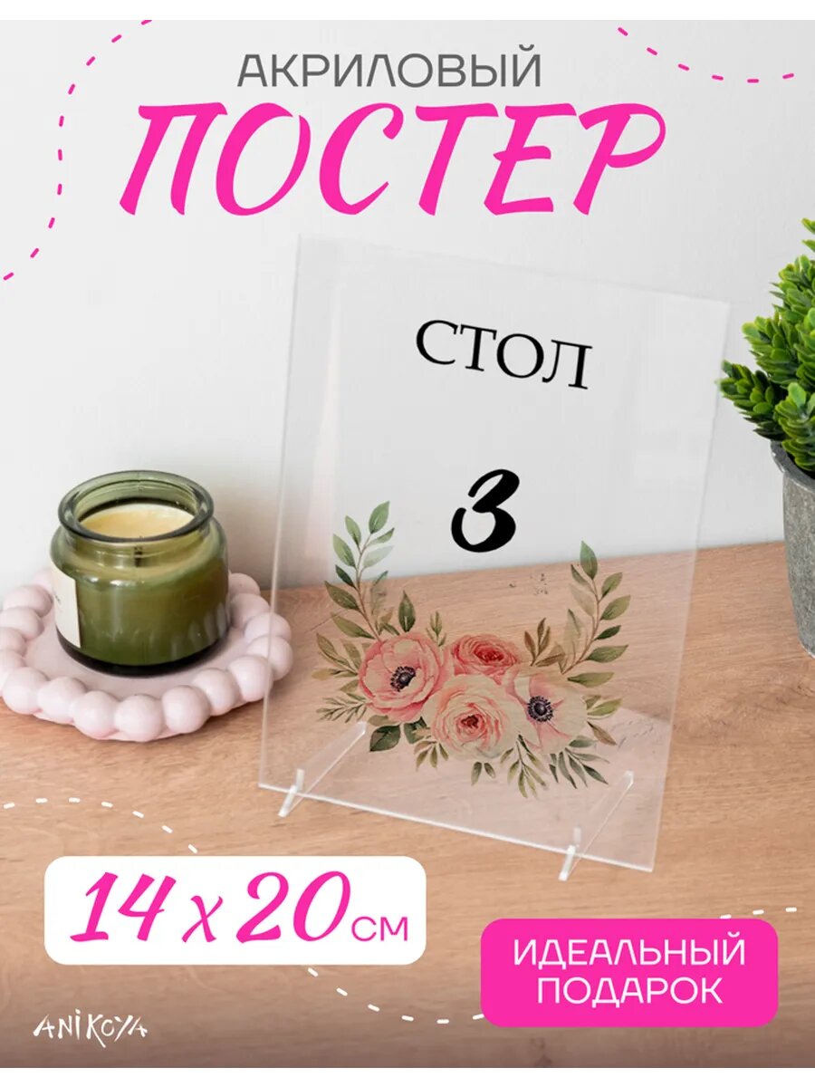 Акриловый постер табличка на стол прозрачная