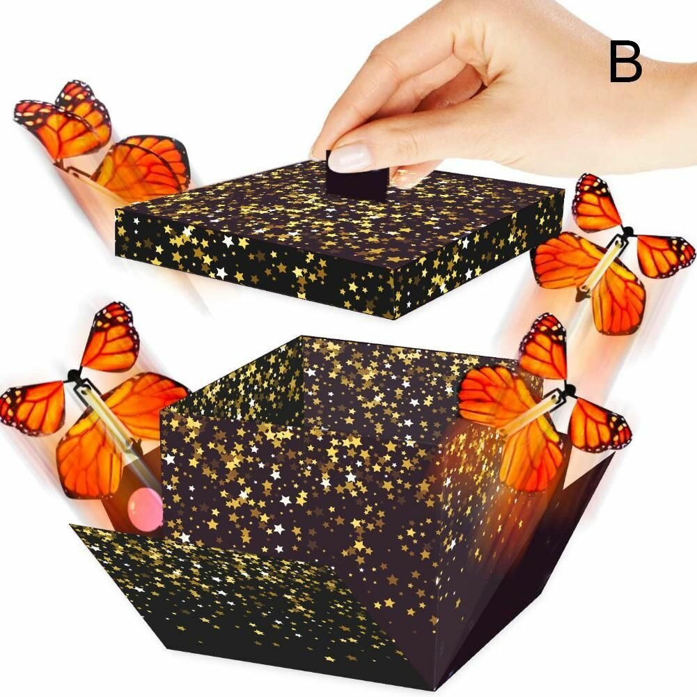 Коробка, туба подарочная/С летающими бабочками/подарок-сюрприз/подходит для дней рождения, вечеринок и других случаев