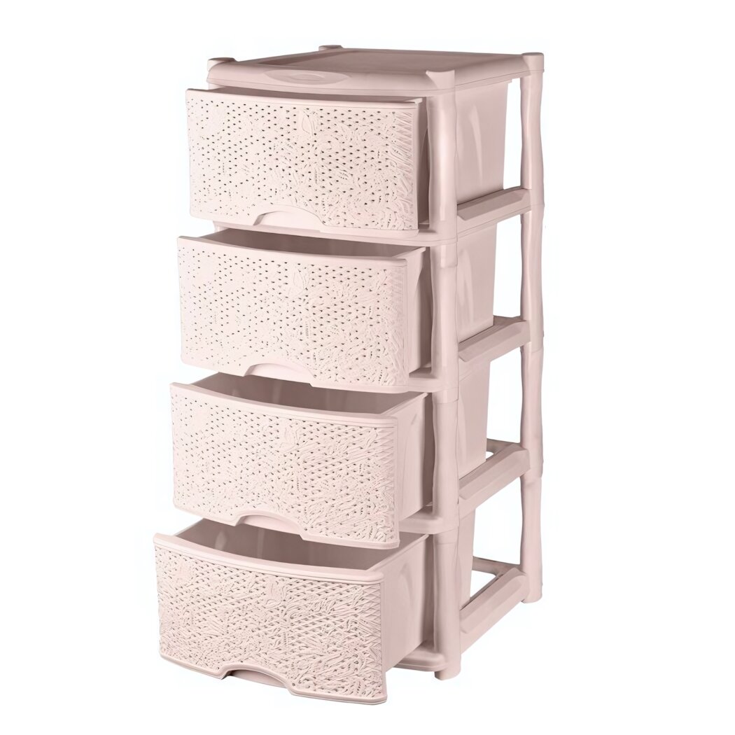 Комод 4-секционный "Fiori", пластик, цвет бежевый топаз, 48х41х72,3см, легкая сборка