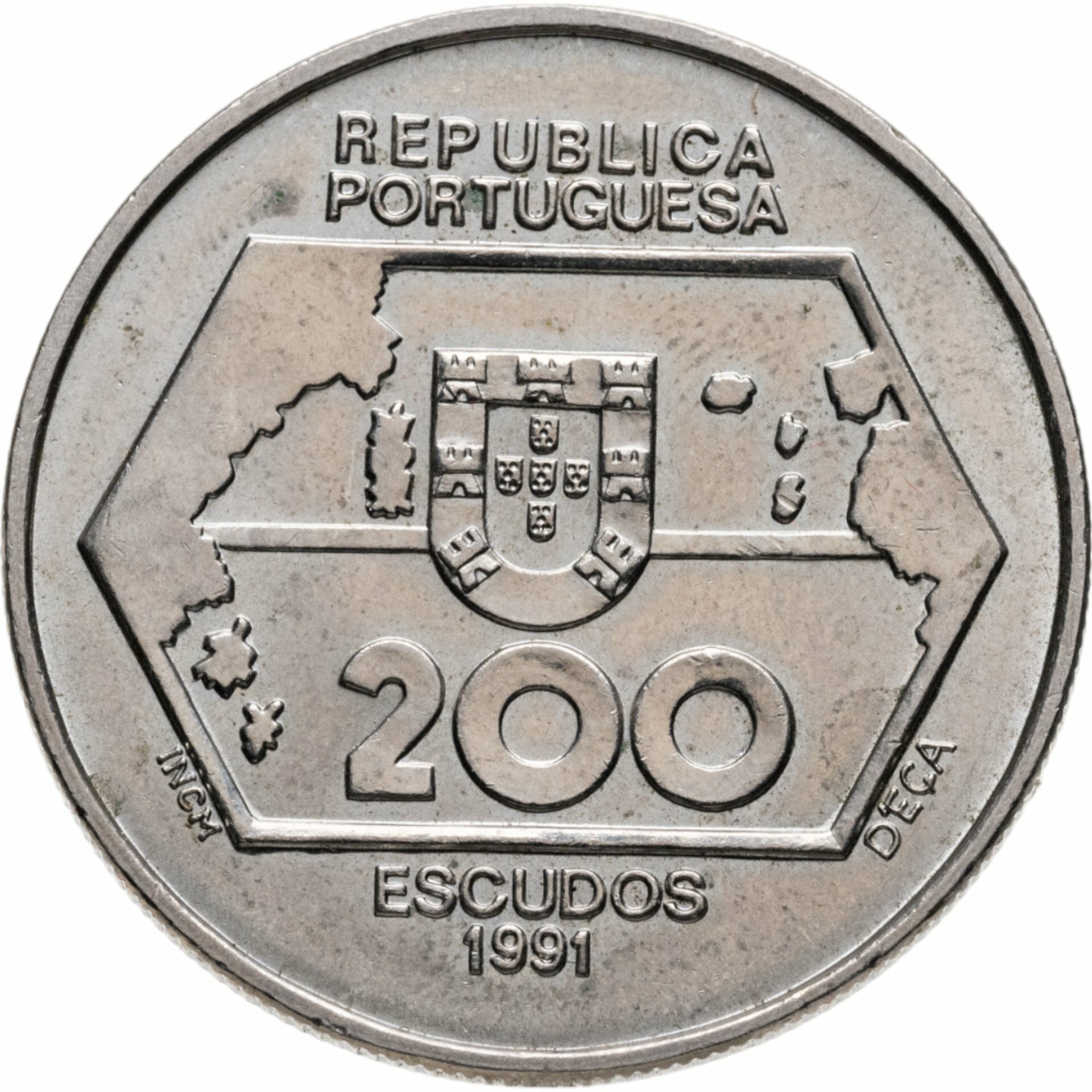 Португалия 200 эскудо escudos 1991 Навигация на запад, Мельхиор медь-никель, в сохранности AU